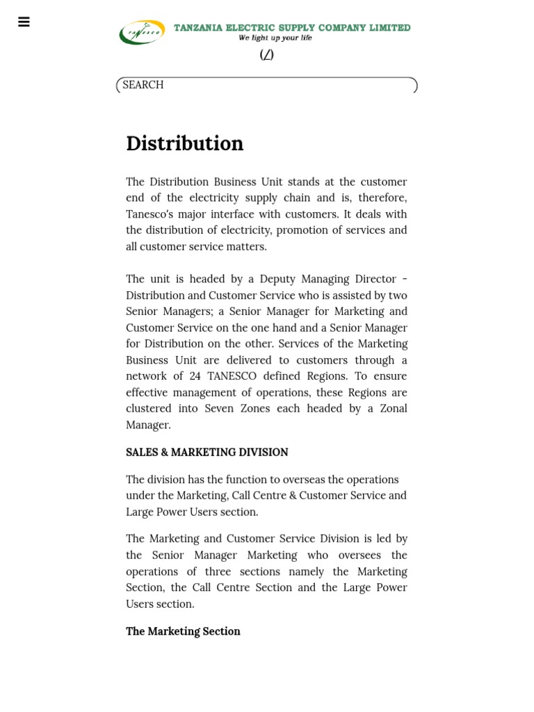 TANESCO - Distribution PDF | PDF | Marketing | Safety