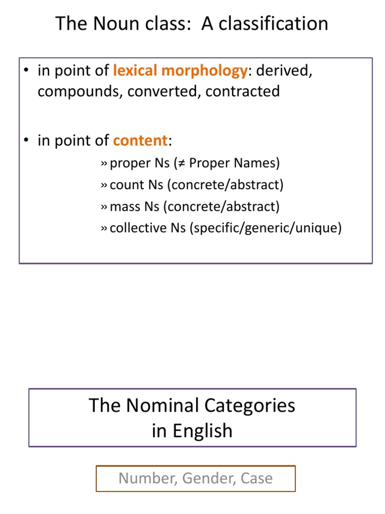 The Noun Class: A Classification: Lexical Morphology | PDF ...