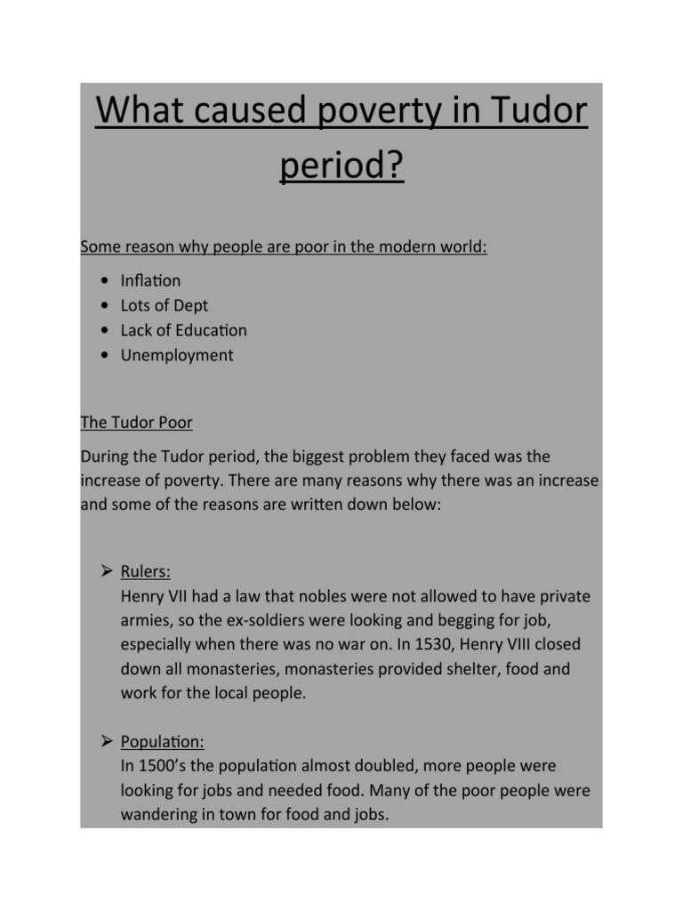 The Tudor Poor-What Caused Poverty | PDF