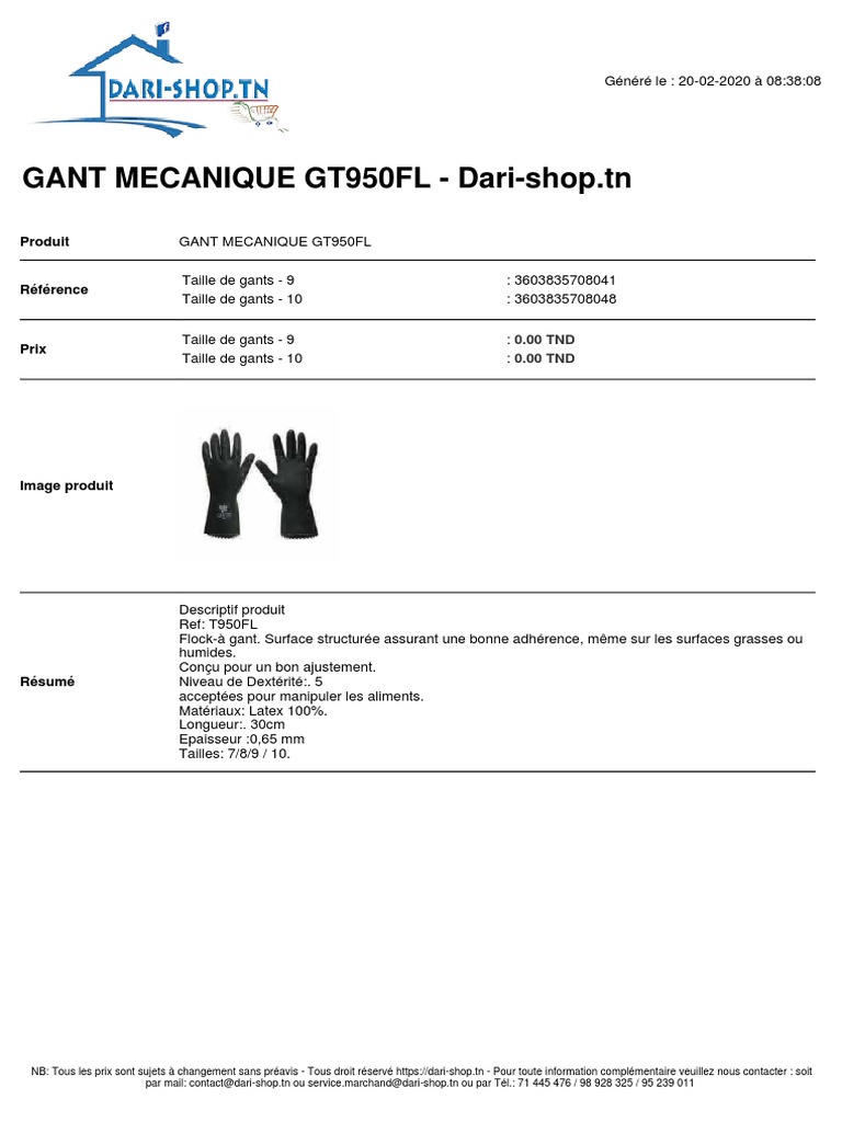 Gant Mecanique gt950fl PDF | PDF