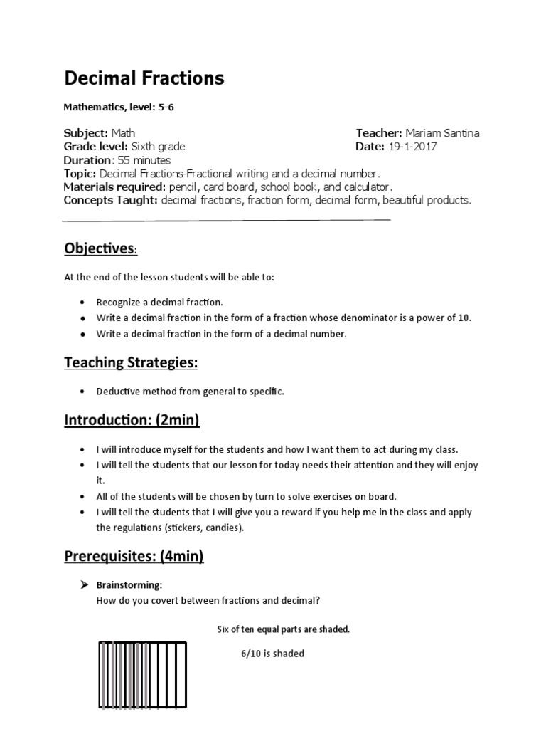Decimal Fractions: Objectives | PDF | Decimal | Fraction (Mathematics)