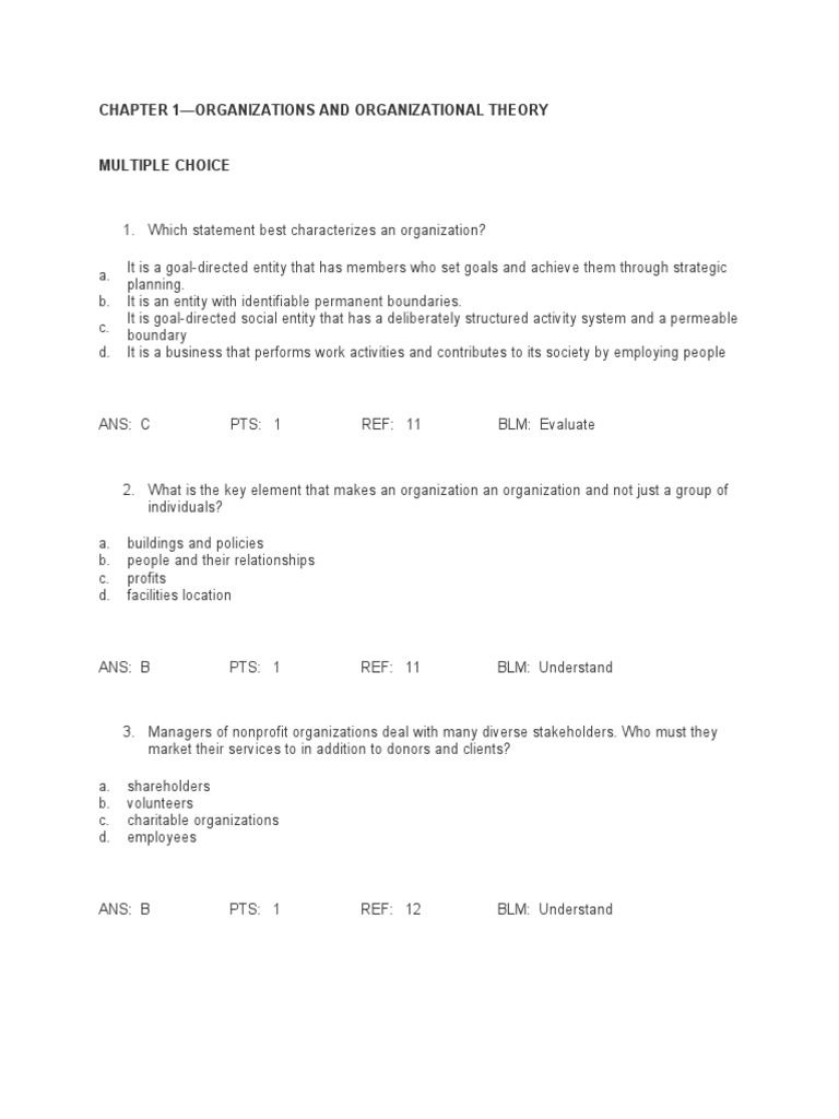 Chapter 1-Organizations and Organizational Theory | PDF | System ...