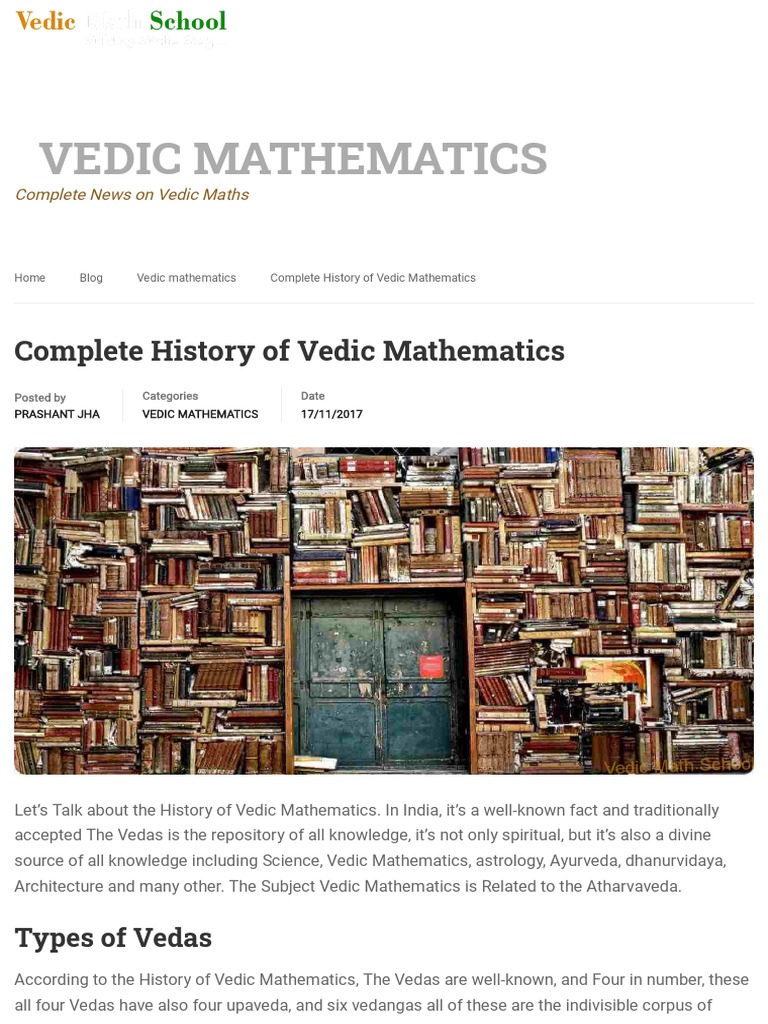Complete History of Vedic Mathematics | PDF | Vedas | Hindu Literature