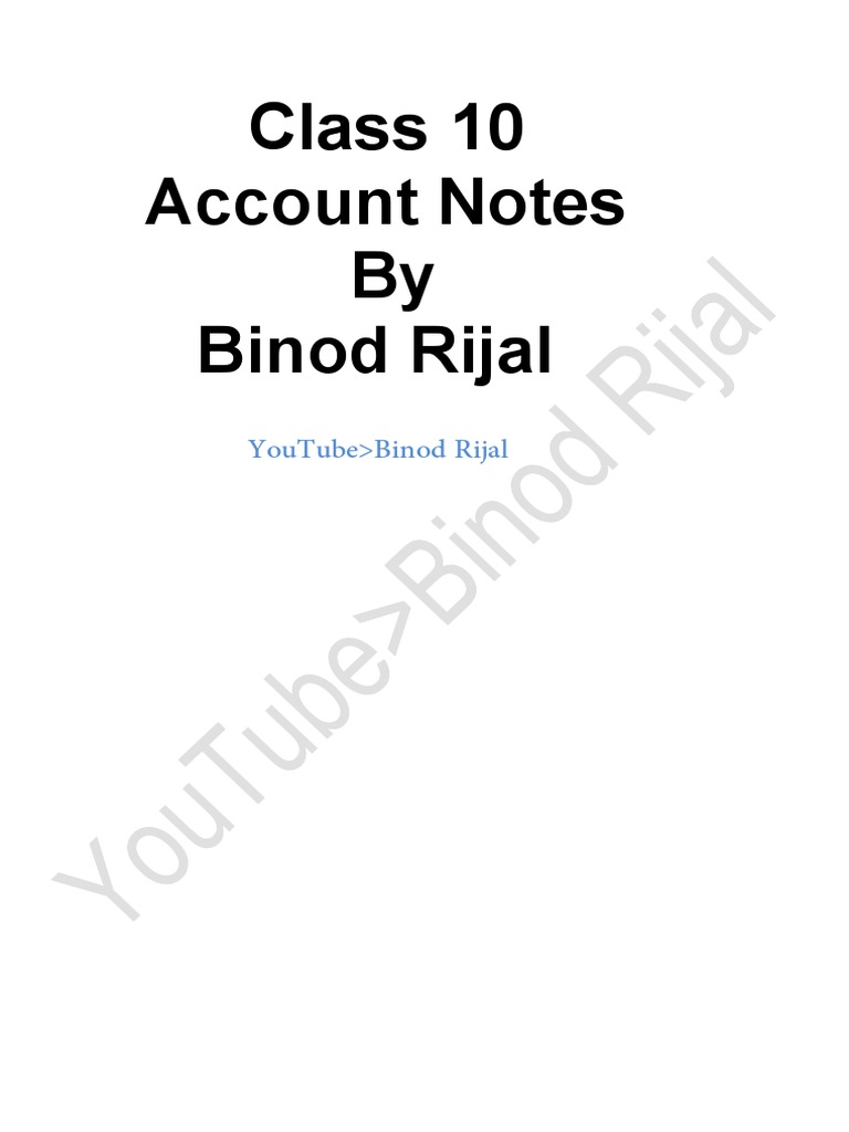 Account Class 10 Complete Notes by Binod Rijal | PDF | Bookkeeping ...