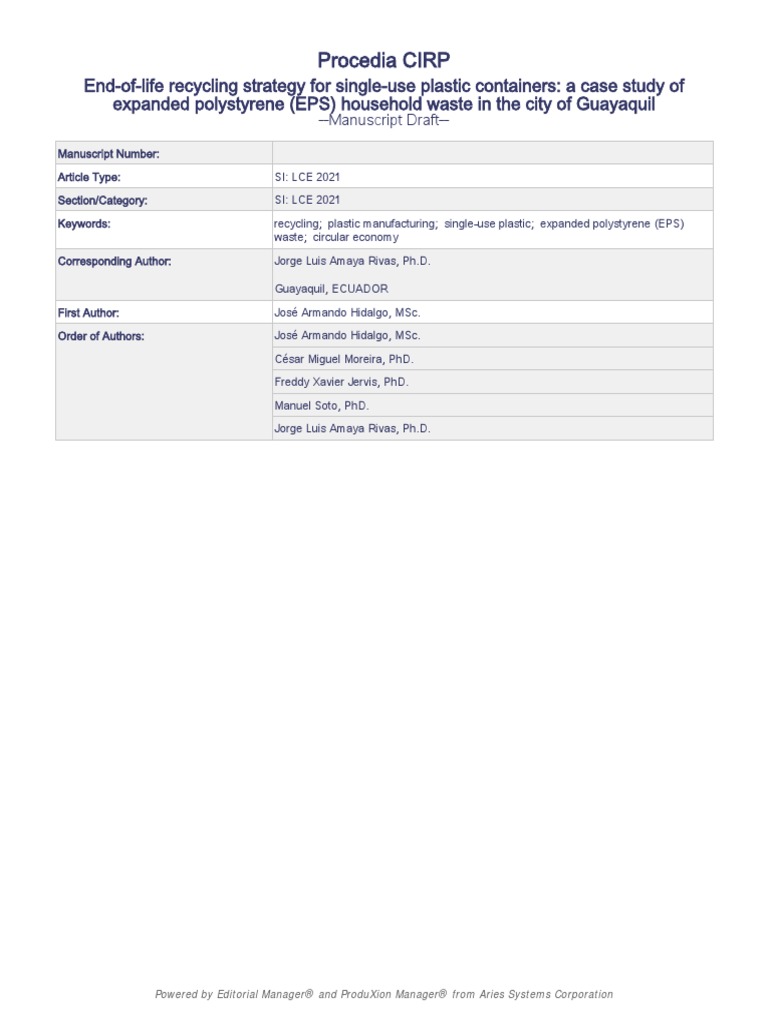 Procir S 20 00394 | PDF | Plastic | Human Impact On The Environment