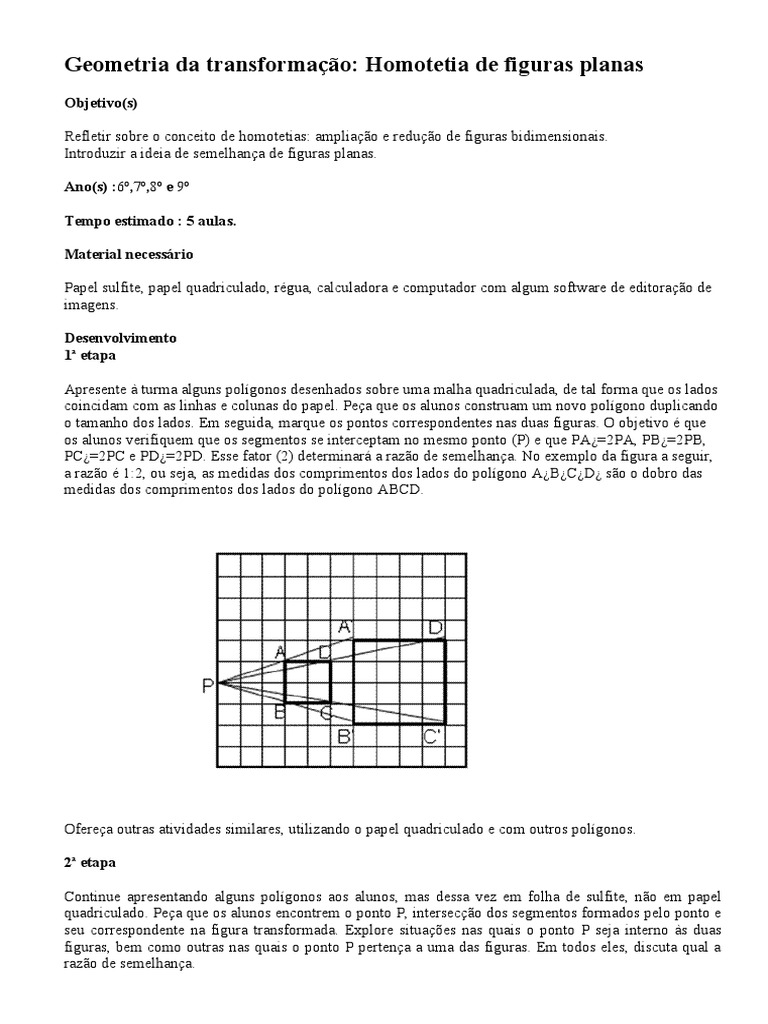 Ensinando o conceito de homotetia e semelhança de figuras planas ...