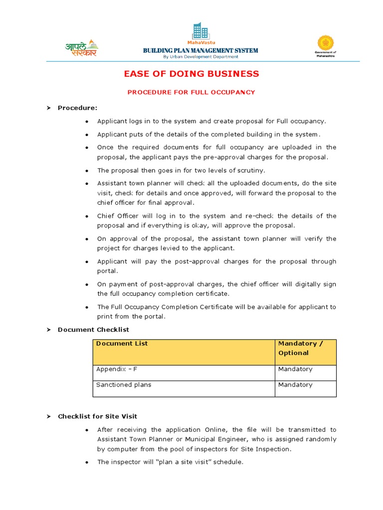 Procedure For Full Occupancy | PDF | Business | Computing And ...