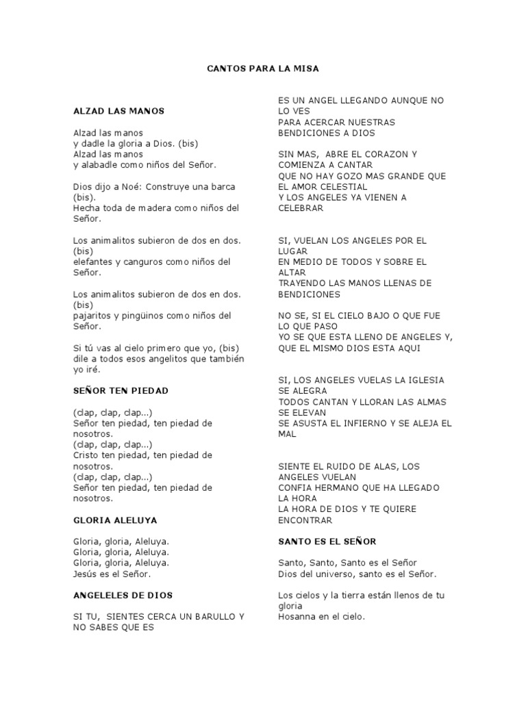 Hoja de Cantos Misas | PDF | María, madre de Jesús | Santo