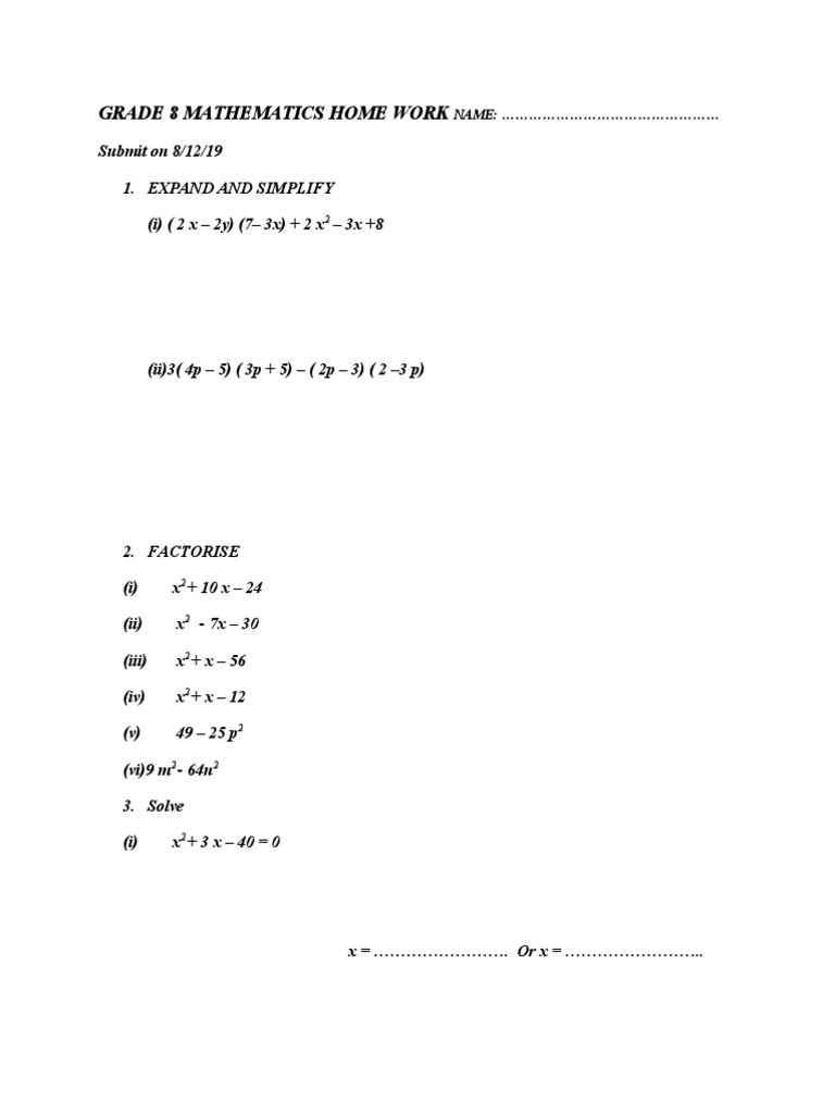 GRADE 8 HW | PDF | Teaching Methods & Materials