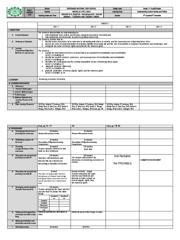 Ucsp DLL | PDF | Learning | Teachers