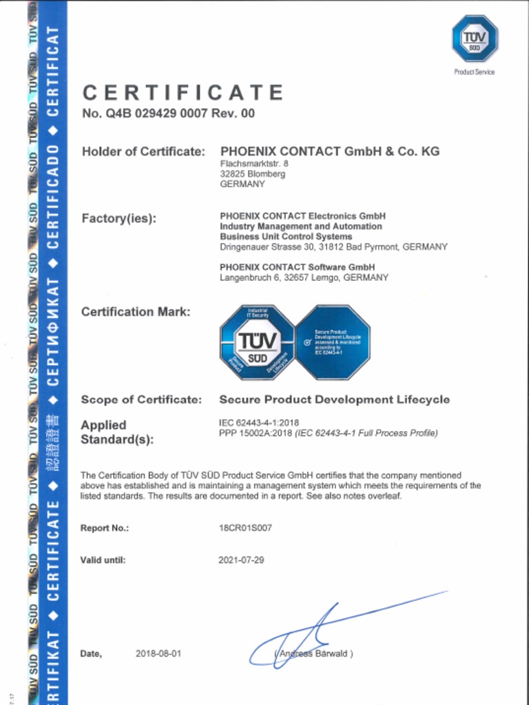 Certificat IEC 62443-4-1 PDF | PDF