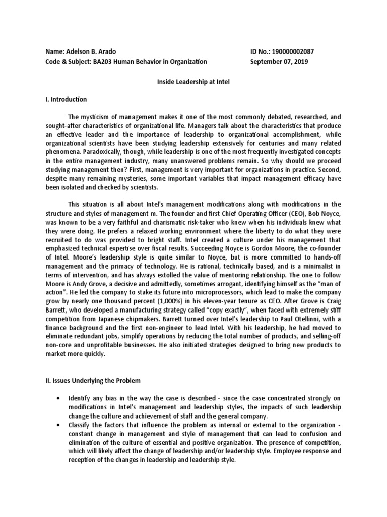 Chapter 12 - Inside Leadership at Intel | PDF | Leadership ...