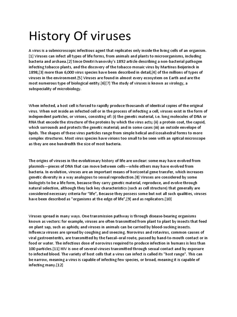 History of Viruses: A Concise Look at Their Origins and Impact | PDF ...