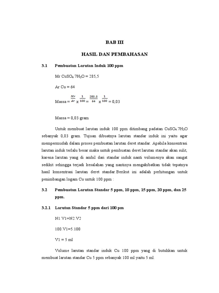 Pembuatan Larutan Deret Standar Cu | PDF | Metode & Bahan Ajar | Sains ...