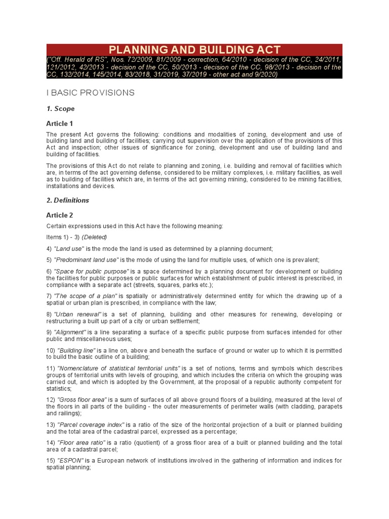 002b Zakon o Planiranju I Izgradnji ENG | PDF | Sustainability | Infrastructure