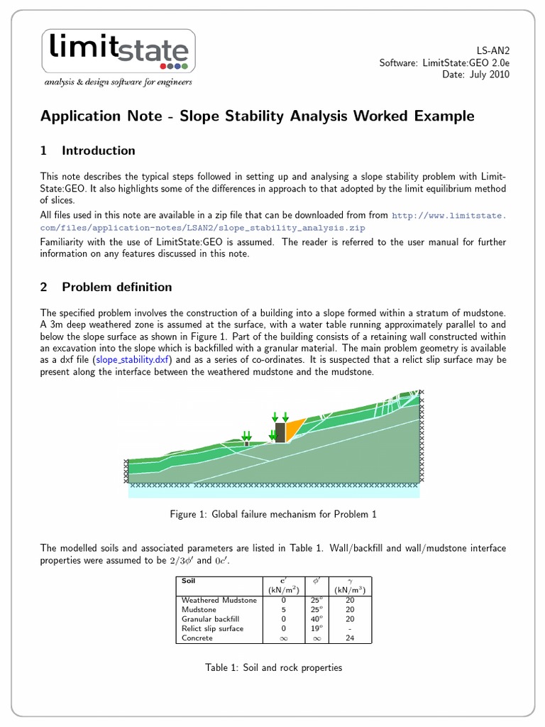 Slope stability analysis worked example | PDF | Mechanical Engineering ...