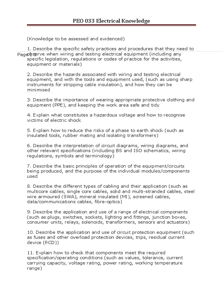 PEO Unit 33 Knowledge Questions 2017 19 | PDF | Electrical Connector ...