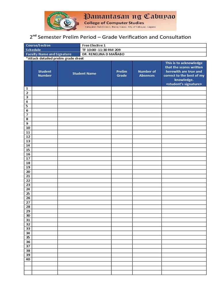 Grade Verification & Consultation Form | PDF | Schools | Learning