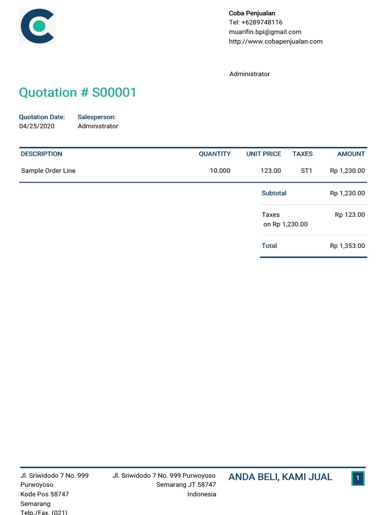 Quotation # Quotation # S00001 S00001: Quotation Date: Quotation Date ...