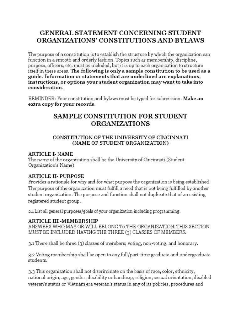 Student Org Constitution Guide | PDF | Board Of Directors ...