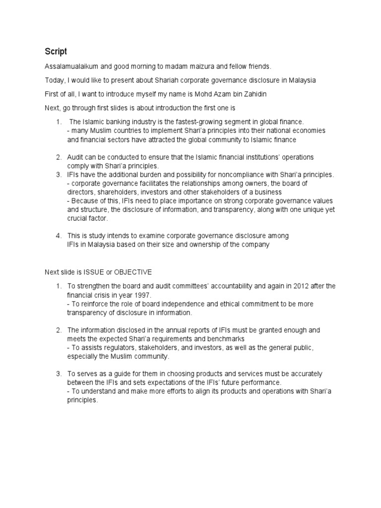 Script | PDF | Corporate Governance | Governance