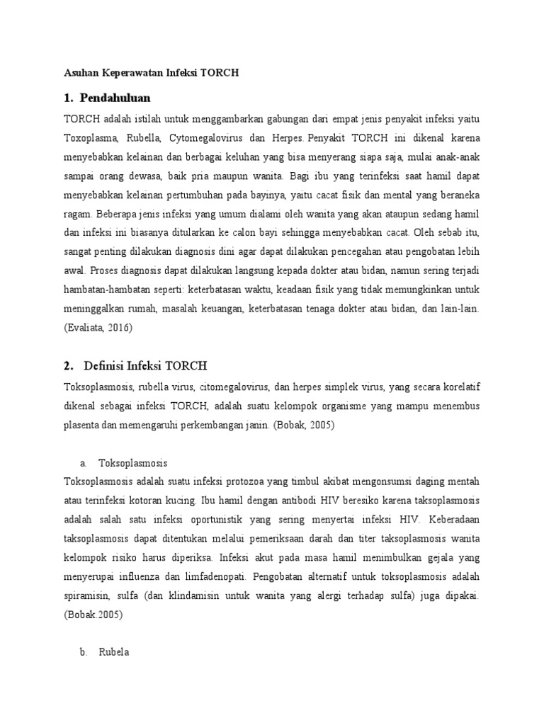 Asuhan Keperawatan Infeksi TORCH | PDF Asuhan Keperawatan Infeksi TORCH | PDF