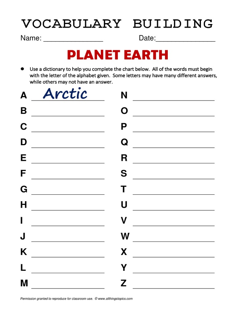 Planet Earth: Vocabulary Building | PDF