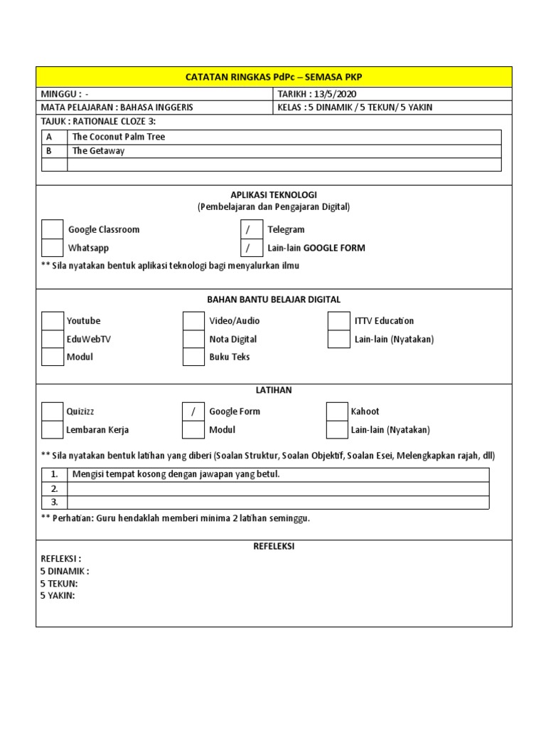 Borang CATATAN RINGKAS PDPC PKP | PDF