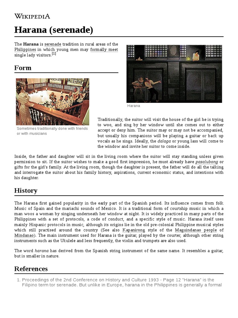 A Traditional Filipino Courtship: The Art of the Harana Serenade | PDF ...