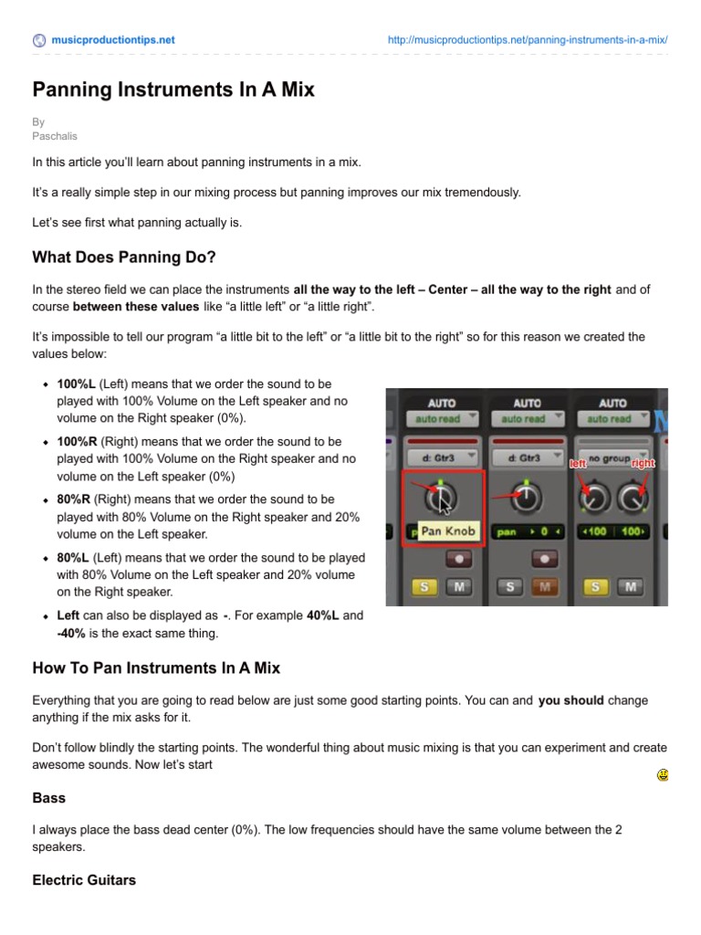 Musicproductiontips Panning Instruments | PDF | Drum Kit | Music Industry