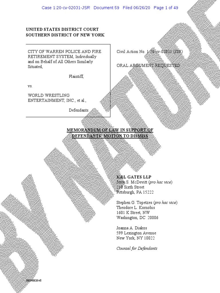 WWE SEC Fraud Lawsuit | PDF | Sec Rule 10b 5 | Social Institutions