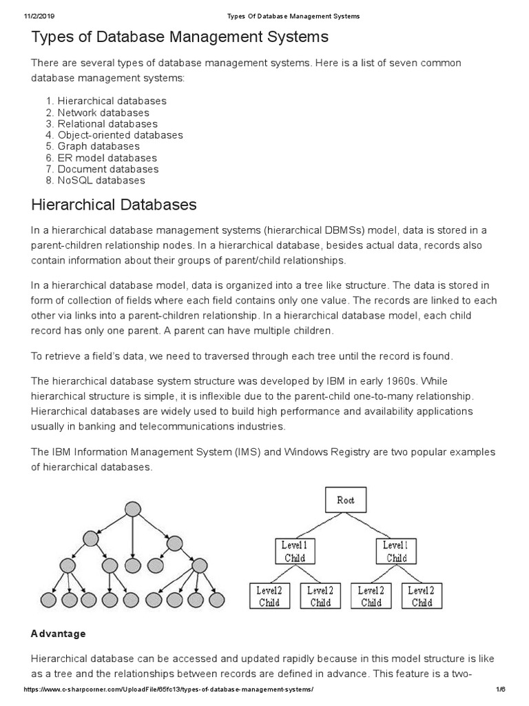 Types of Database Management Systems | PDF | Relational Database | No Sql