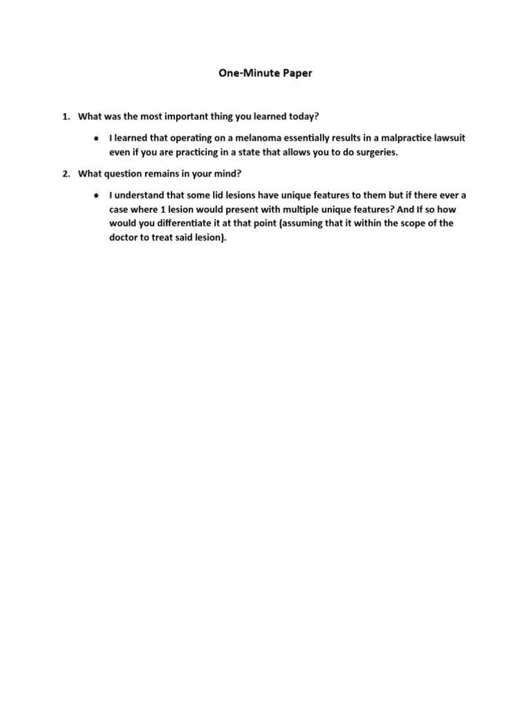 W4 One-Minute Paper | PDF