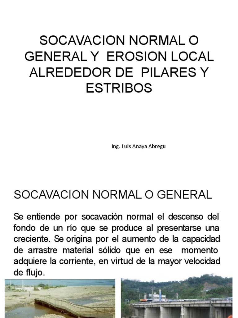 Socavación y Erosión en Puentes | PDF | Erosión | Física Aplicada e ...