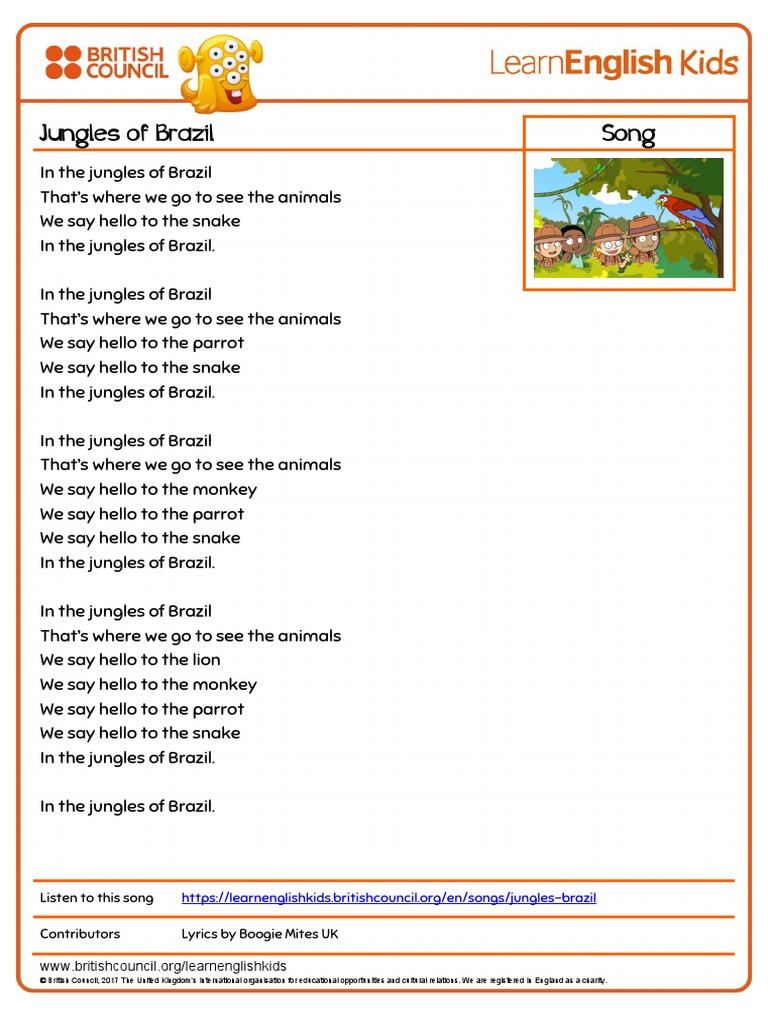 Songs Jungles of Brazil Lyrics | PDF | Language Arts & Discipline ...