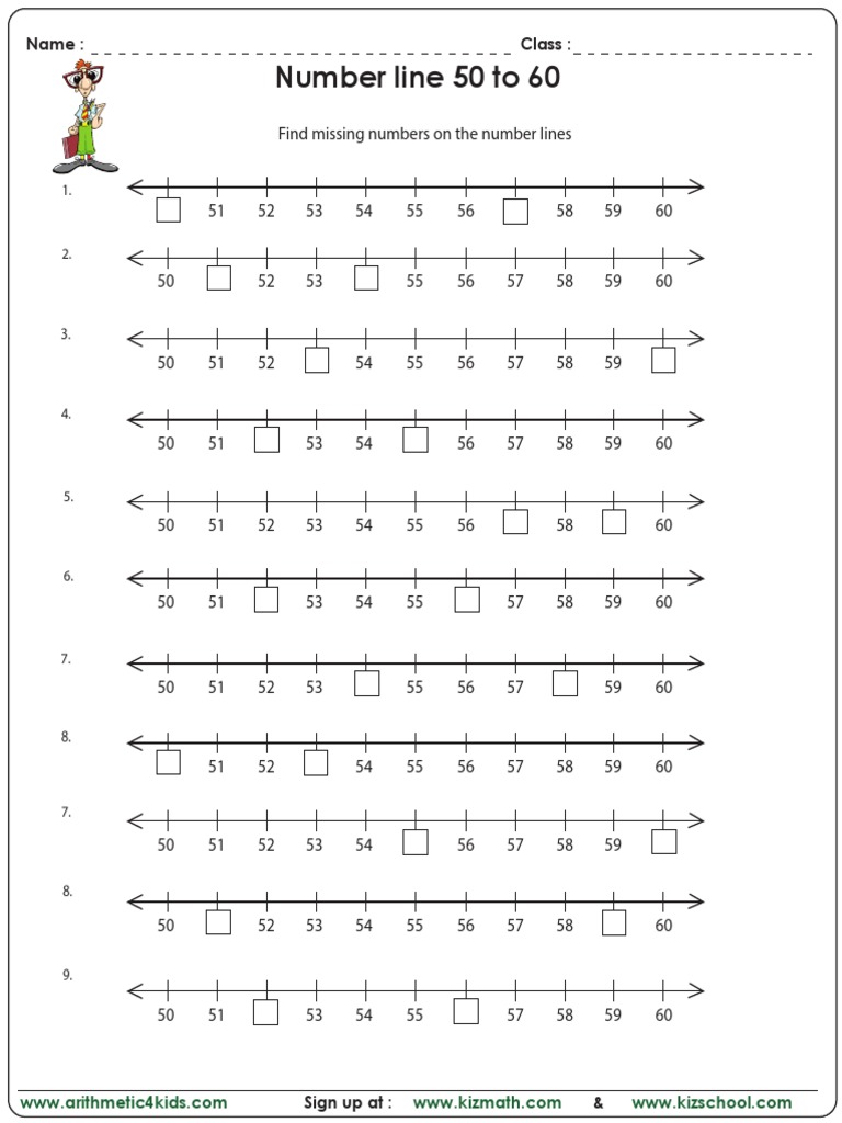 Number Line 50 To 60 | PDF