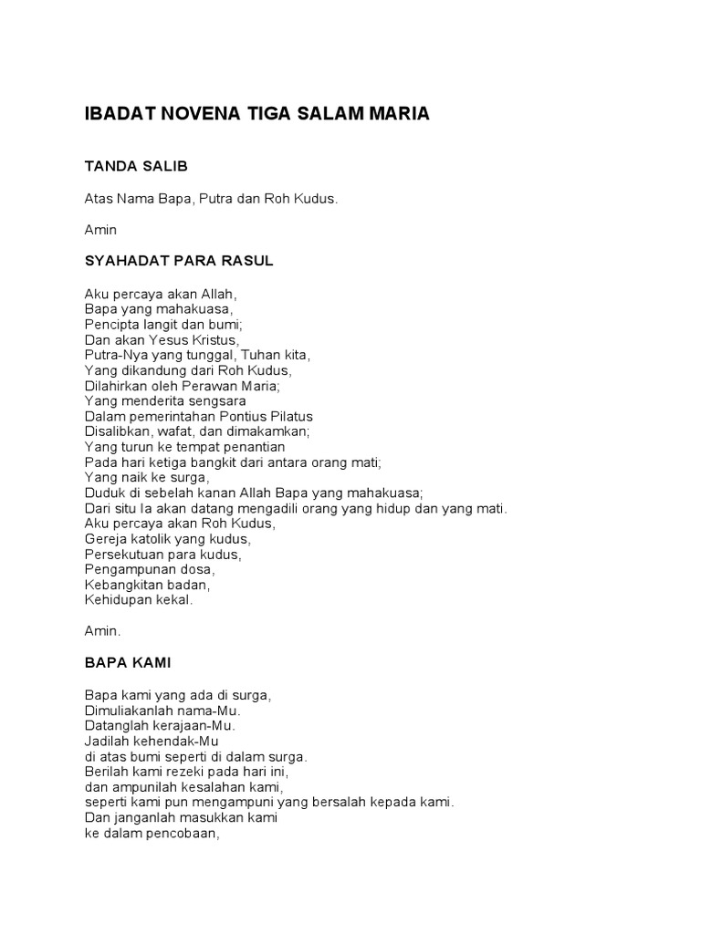 Novena Tiga Salam Maria | PDF