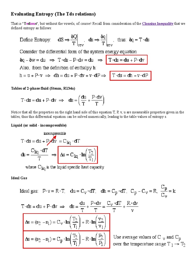 Evaluating Entropy (The Tds Relations) : D S", But Without The Vowels ...