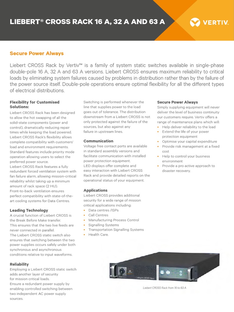 Vertiv Emerson Cross Rack 16 A 32 A 63 A Elektromos Halozati Atkapcsolo ...