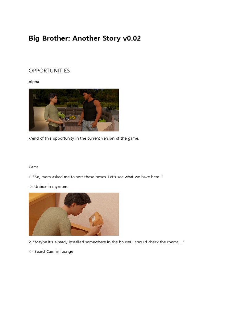 Big Brother: Another Story v0.02: Opportunities | PDF | Online Shopping ...