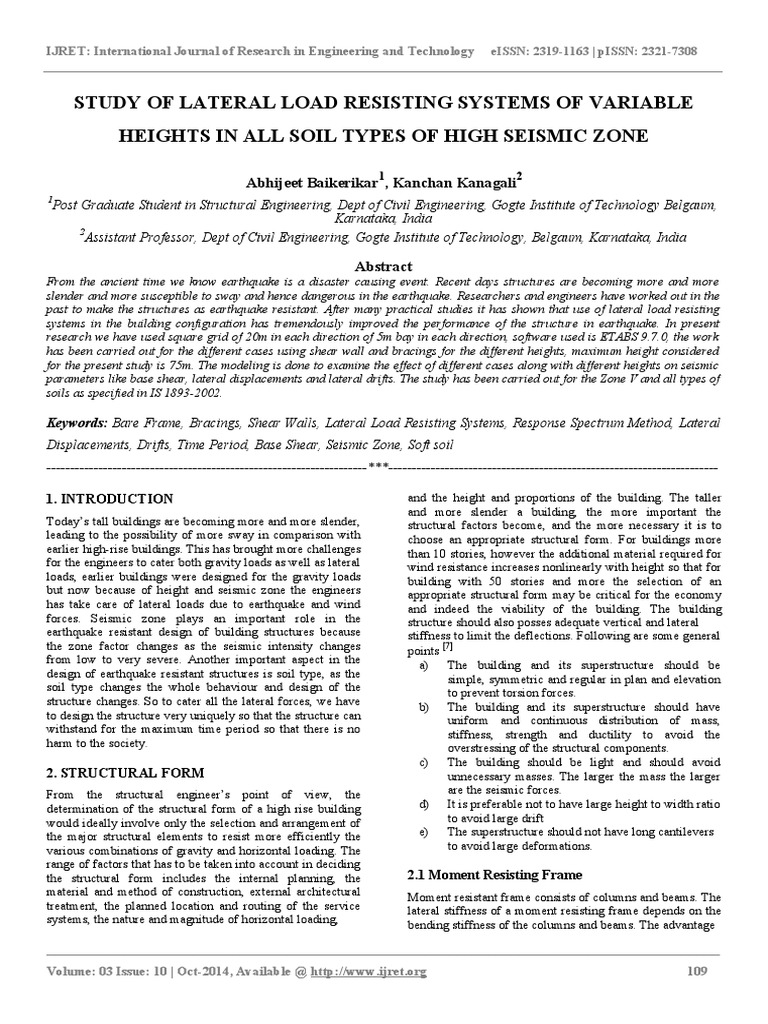 Study of Lateral Load Resisting Systems | PDF | Framing (Construction ...