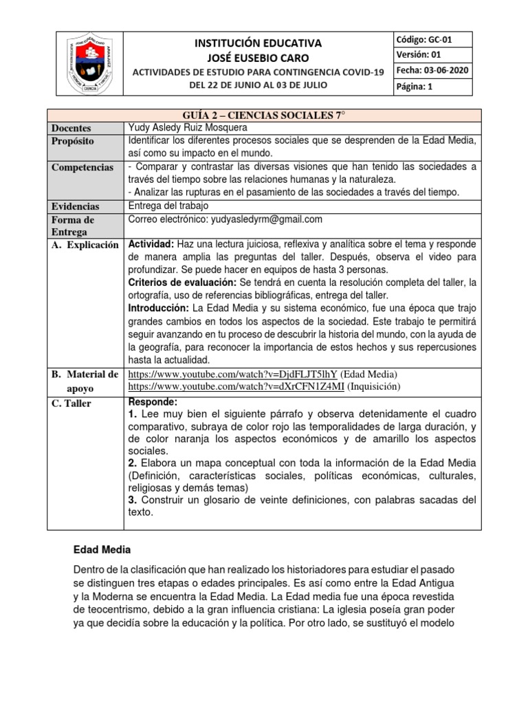 Guía 4 - Edad Media PDF | PDF | Edades medias | Feudalismo