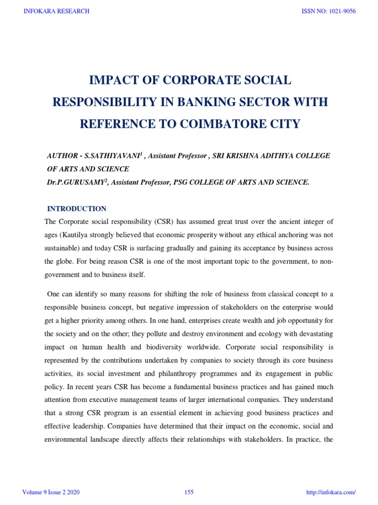 Impact of Corporate Social Responsibility in Banking Sector With ...