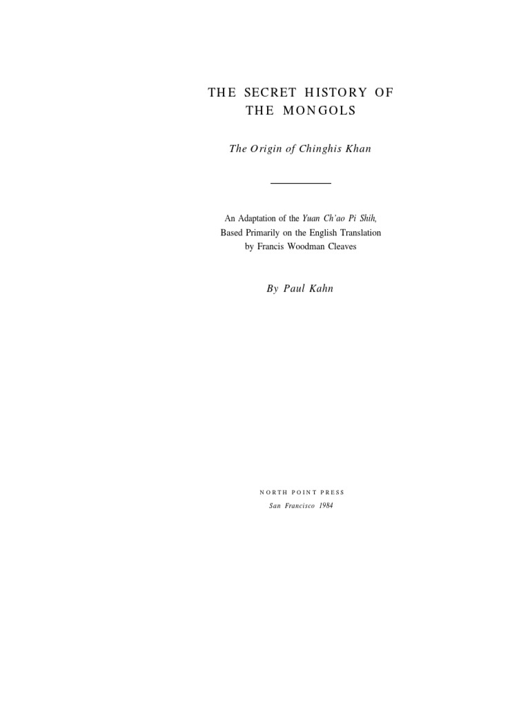 Kahn The Secret History of The Mongols PDF | PDF | Genghis Khan