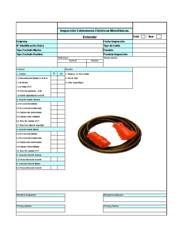 Check List Extension Electrica Monofasica | PDF
