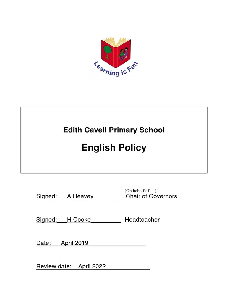 English Policy: Edith Cavell Primary School | PDF | Curriculum ...