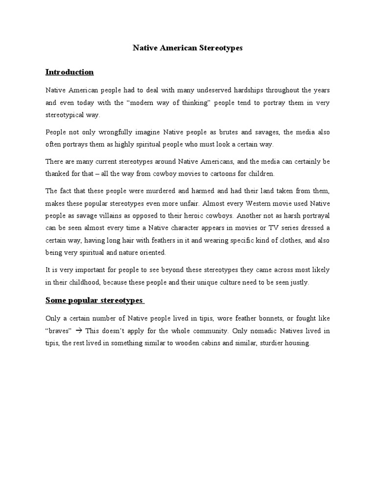 Native American Stereotypes | PDF