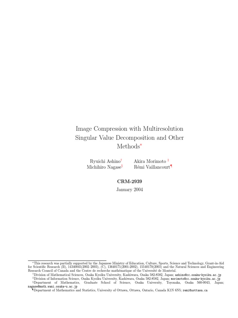 Image Compression With Multiresolution Singular Value Decomposition and Other Methods | PDF ...