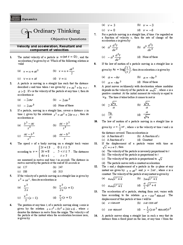 02-Dynamics Questions | PDF | Acceleration | Velocity