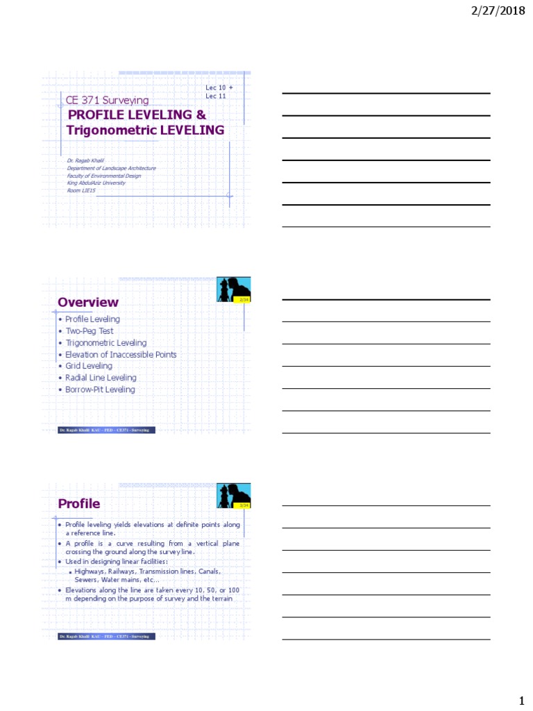 Profile Leveling & Trigonometric LEVELING: CE 371 Surveying | PDF ...